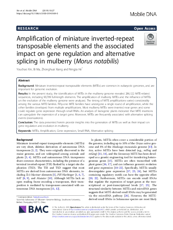 (PDF) Amplification of miniature inverted-repeat transposable elements and the associated impact ...