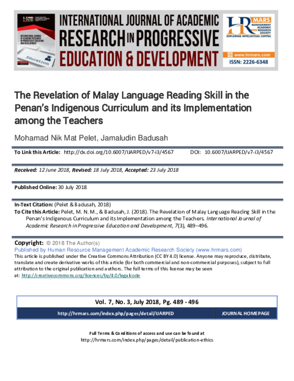 (PDF) The Revelation of Malay Language Reading Skill in the Penan’s ...