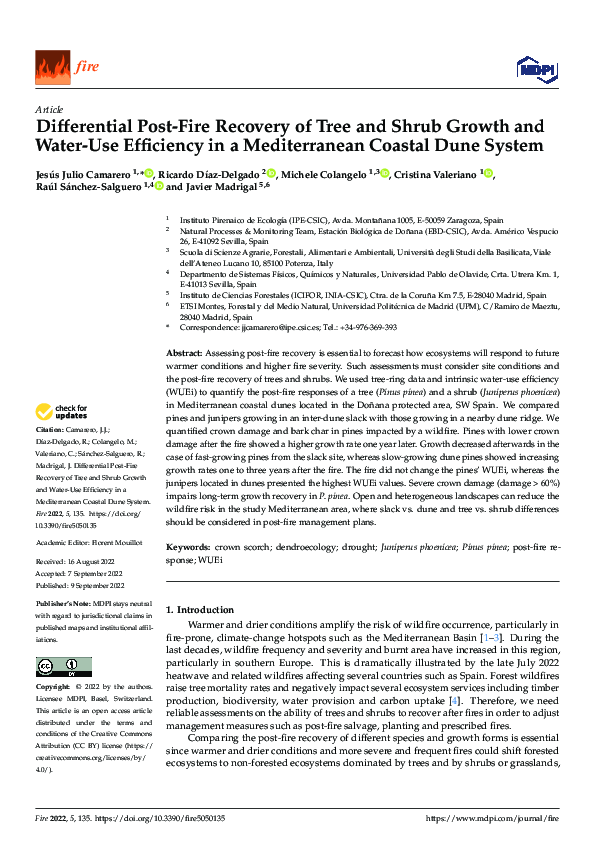 (PDF) Differential Post-Fire Recovery of Tree and Shrub Growth and ...
