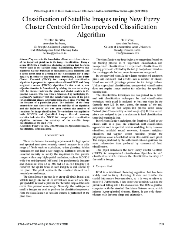 (PDF) Improved Unsupervised Satellite Image Classification Using NFCC