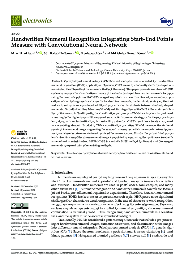 (PDF) Handwritten Numeral Recognition Integrating Start–End Points Measure with Convolutional ...
