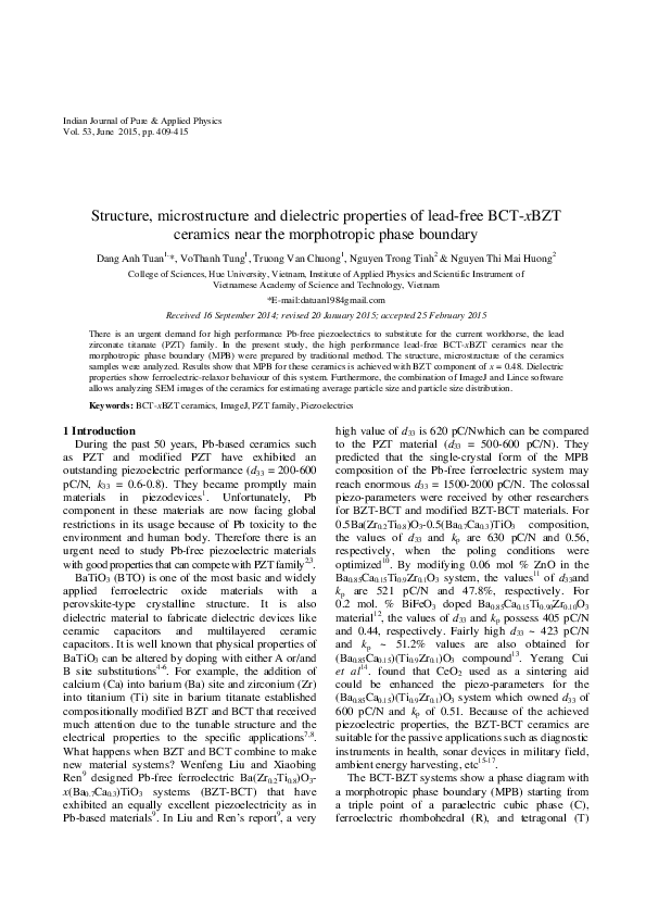 (PDF) Structure, microstructure and dielectric properties of lead-free ...