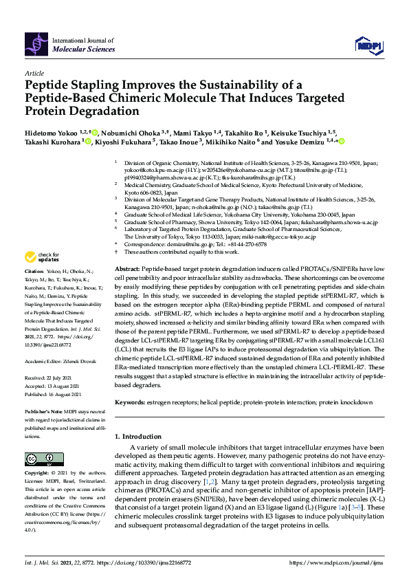 (PDF) Peptide Stapling Improves the Sustainability of a Peptide-Based ...