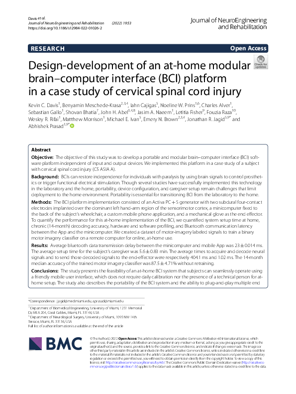 (PDF) Design-development of an at-home modular brain–computer interface (BCI) platform in a case ...