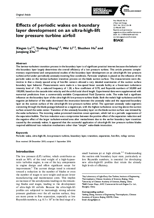 (PDF) Effects of periodic wakes on boundary layer development on an ...