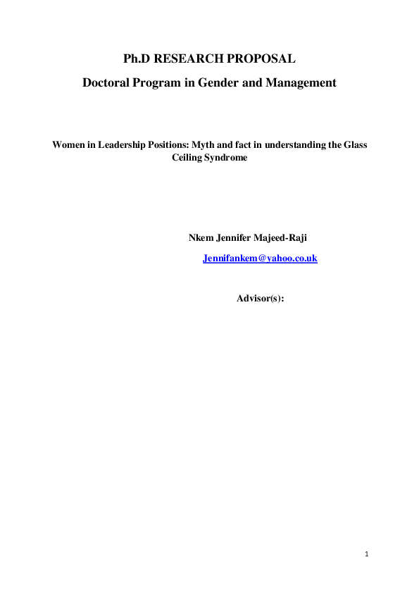 (PDF) Ph.D RESEARCH PROPOSAL Doctoral Program in Gender and Management ...