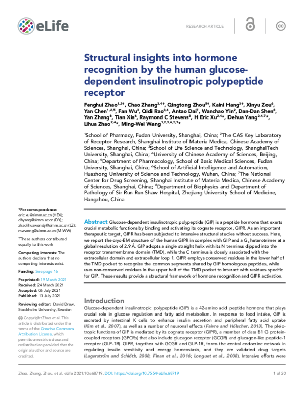 (PDF) Structural insights into hormone recognition by the human glucose-dependent insulinotropic ...