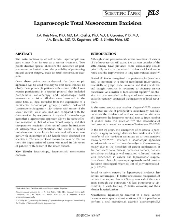 (PDF) Laparoscopic total mesorectum excision