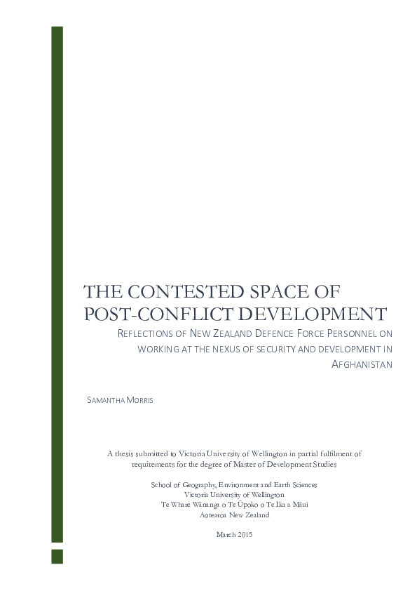 (PDF) The contested space of post-conflict development: Reflections of ...