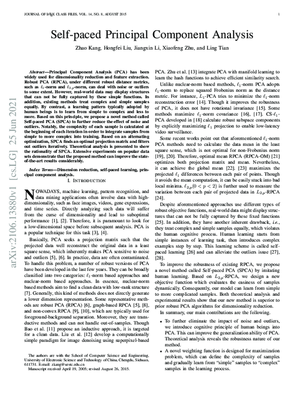 (PDF) Self-paced Principal Component Analysis
