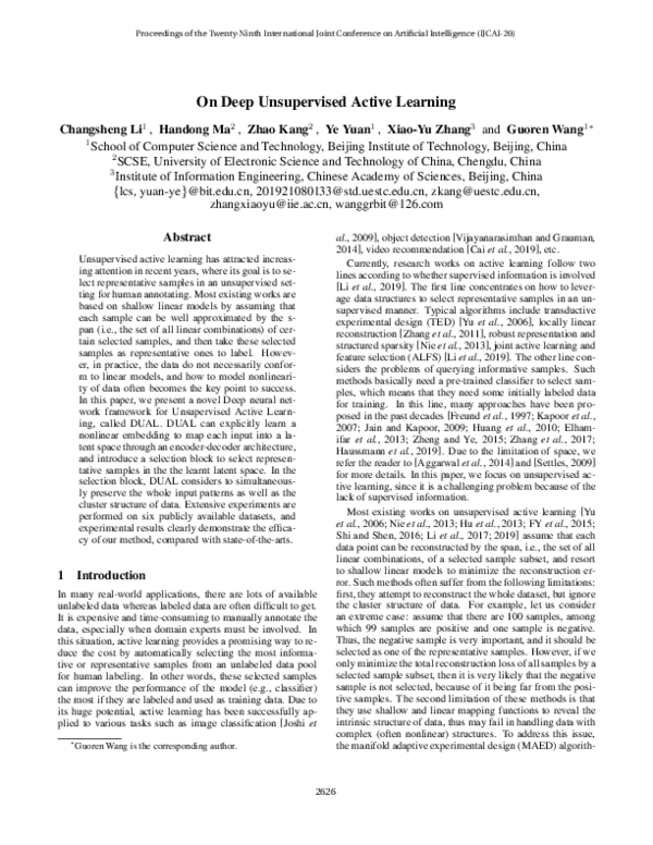 (PDF) On Deep Unsupervised Active Learning