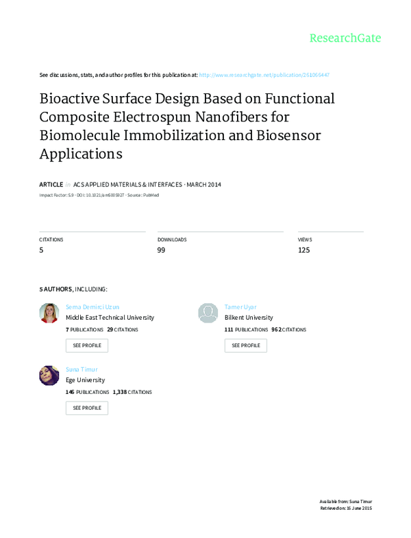 (PDF) Bioactive Surface Design Based on Functional Composite Electrospun Nanofibers for ...