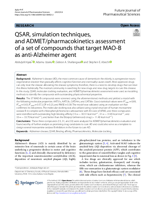 (PDF) QSAR, simulation techniques, and ADMET/pharmacokinetics ...