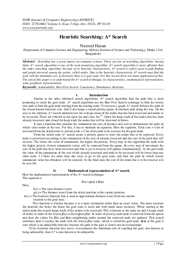 (PDF) Heuristic Searching: A* Search