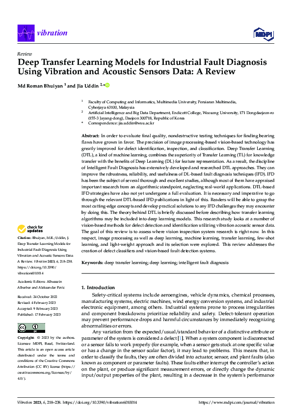 Pdf Deep Transfer Learning Models For Industrial Fault Diagnosis