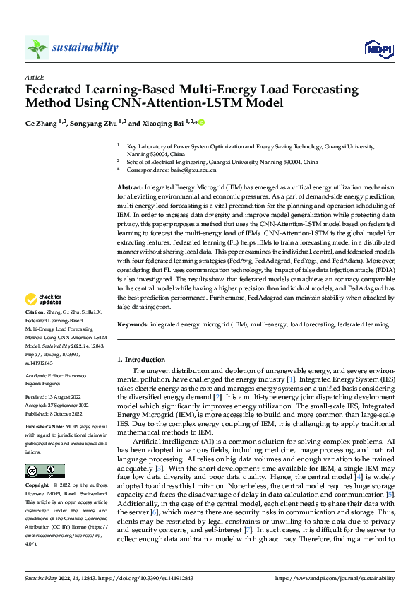 Pdf Federated Learning Based Multi Energy Load Forecasting Method