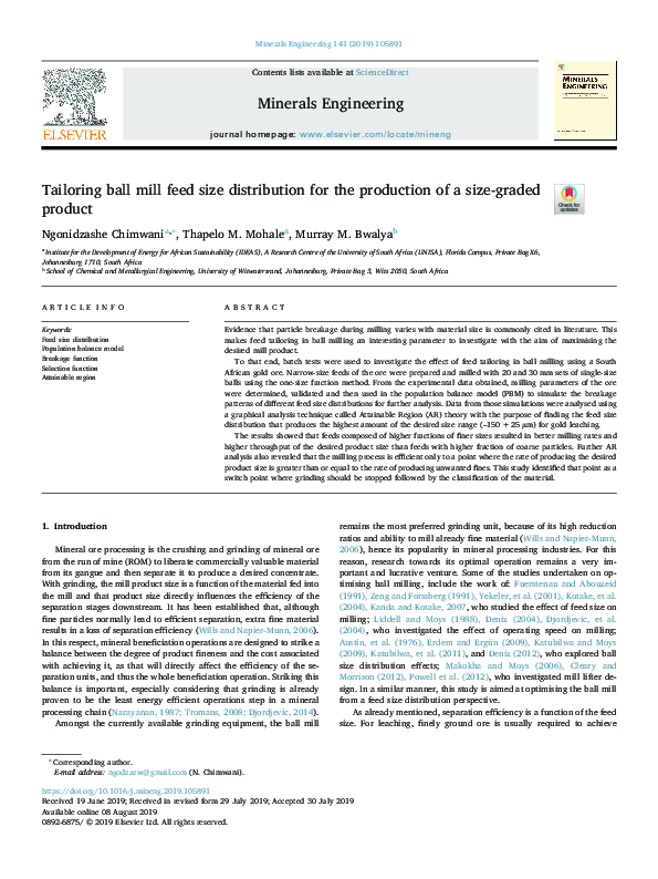 (PDF) Tailoring ball mill feed size distribution for the production of ...