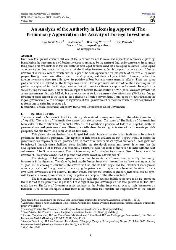 (PDF) An Analysis of the Authority in Licensing Approval(The ...