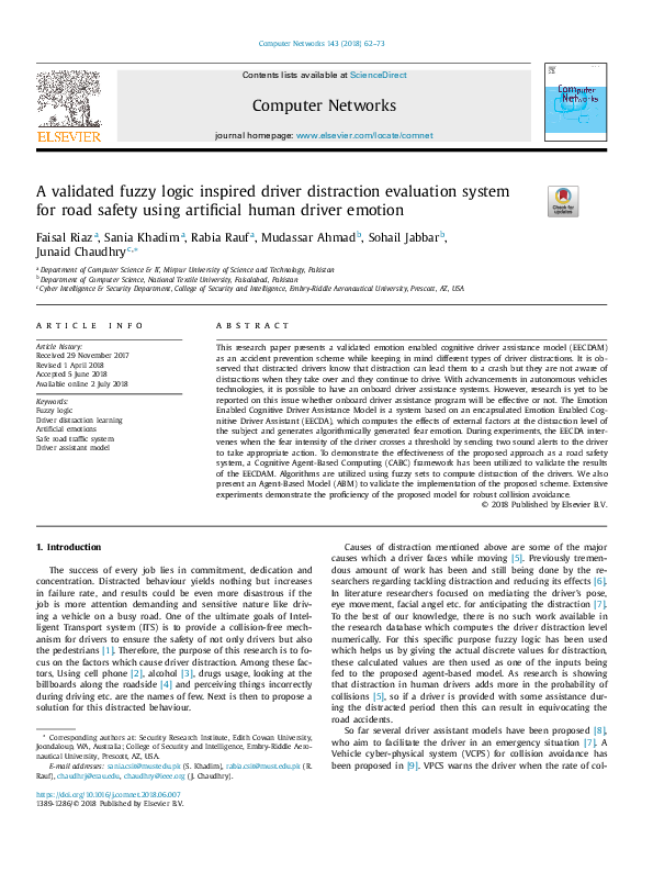 Pdf A Validated Fuzzy Logic Inspired Driver Distraction Evaluation System For Road Safety