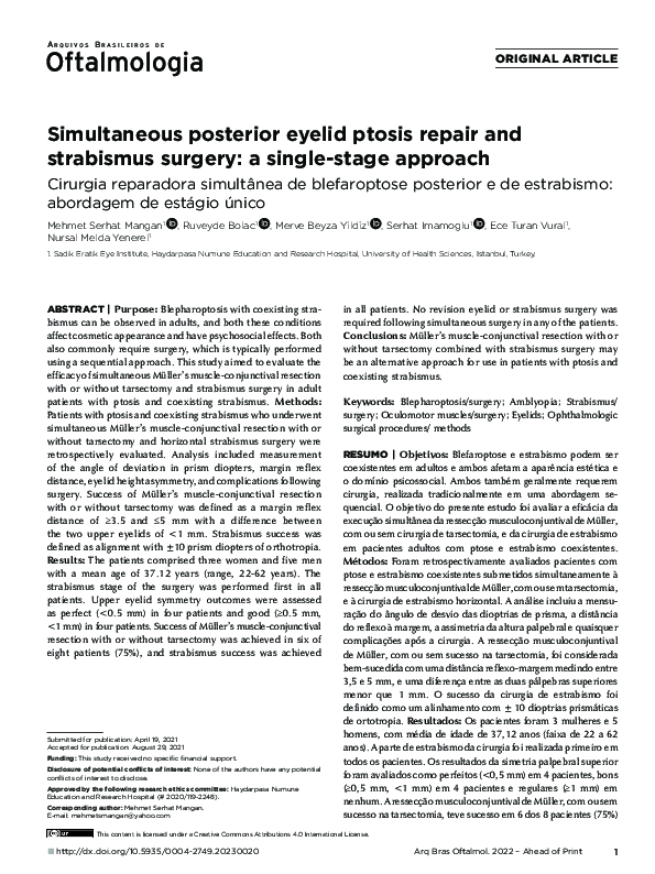(PDF) Simultaneous posterior eyelid ptosis repair and strabismus ...