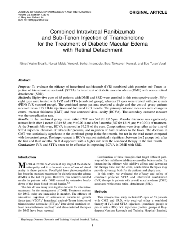 (PDF) Combined Intravitreal Ranibizumab and Sub-Tenon Injection of ...