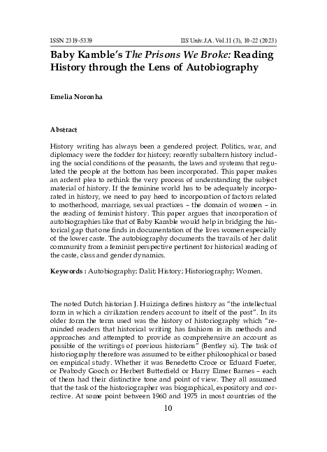 (PDF) Baby Kamble's The Prisons We Broke: Reading History through the ...