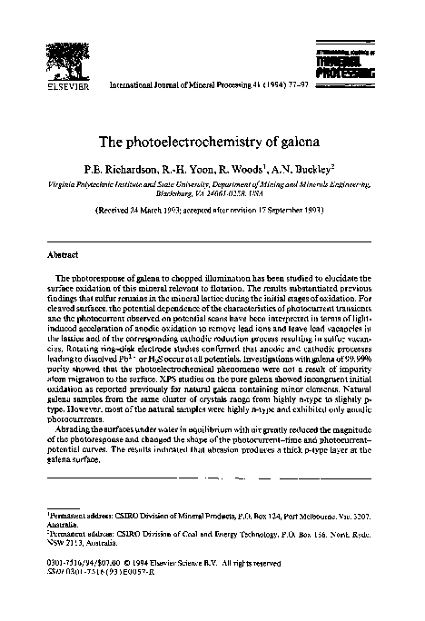 (PDF) The photoelectrochemistry of galena