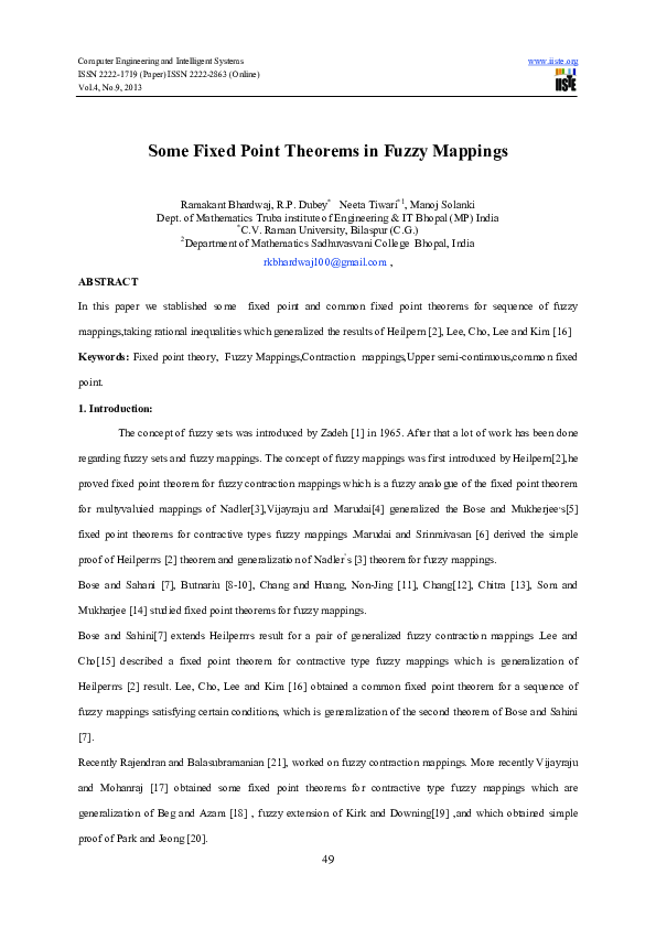(PDF) Some Fixed Point Theorems in Fuzzy Mappings