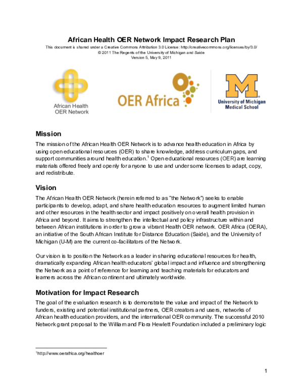 (PDF) African Health OER Network Impact Research Plan