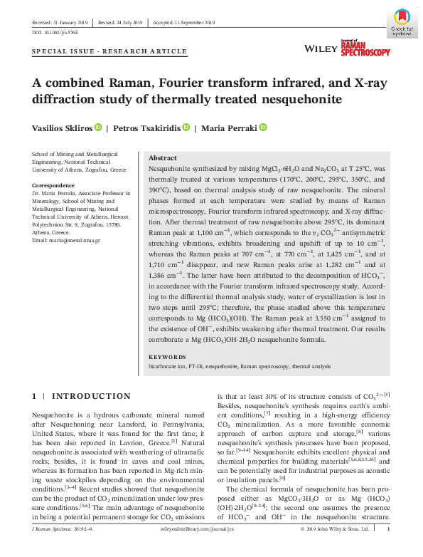 (PDF) A combined Raman, Fourier transform infrared, and X‐ray diffraction study of thermally ...