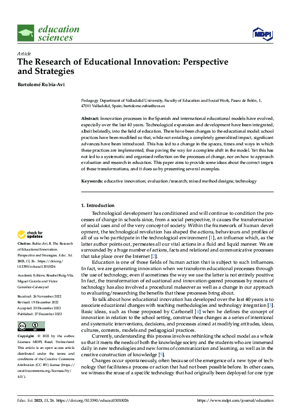 (PDF) The Research of Educational Innovation: Perspective and Strategies