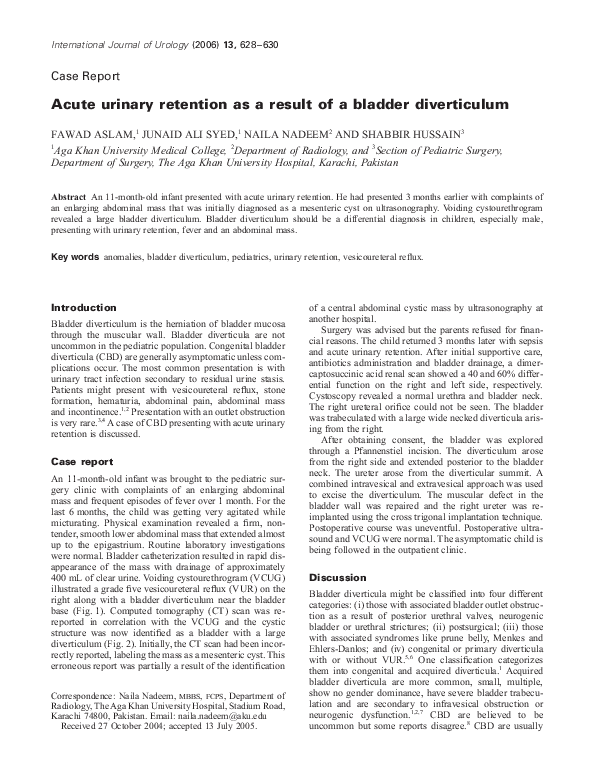 (PDF) Acute urinary retention as a result of a bladder diverticulum