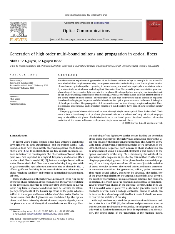 (PDF) Generation of high order multi-bound solitons and propagation in ...