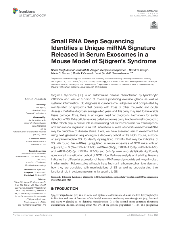 (PDF) Small RNA Deep Sequencing Identifies a Unique miRNA Signature ...