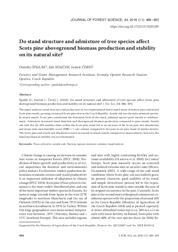 (PDF) Do stand structure and admixture of tree species affect Scots pine aboveground biomass ...