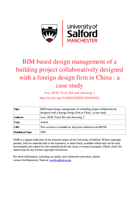 (PDF) BIM based Design Management of a Building Project Collaboratively Designed with a Foreign ...