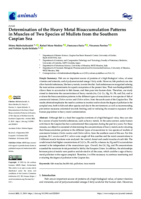 (PDF) Determination of the Heavy Metal Bioaccumulation Patterns in ...