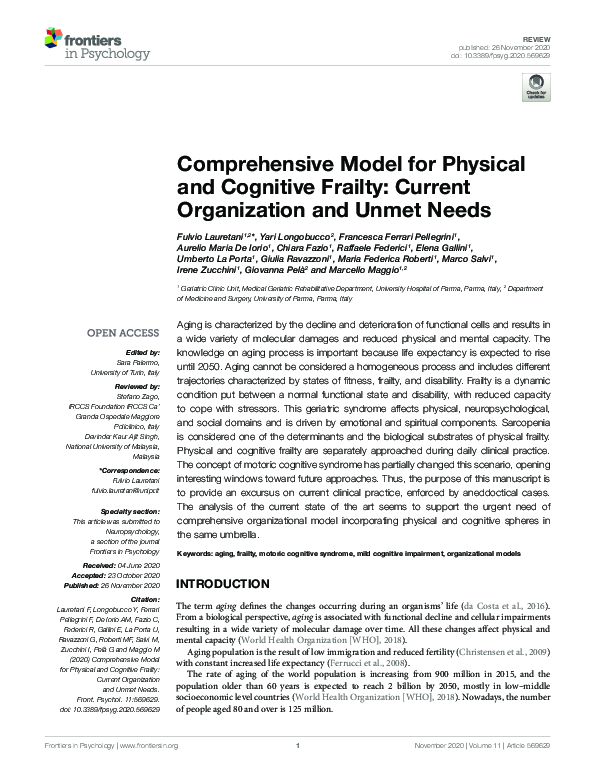(PDF) Comprehensive Model for Physical and Cognitive Frailty: Current ...