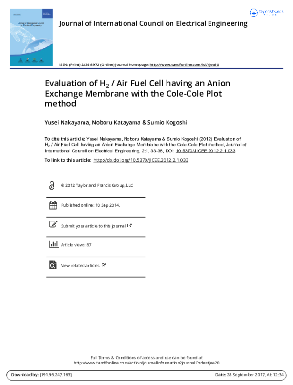 (PDF) Evaluation of H2/ Air Fuel Cell having an Anion Exchange Membrane ...