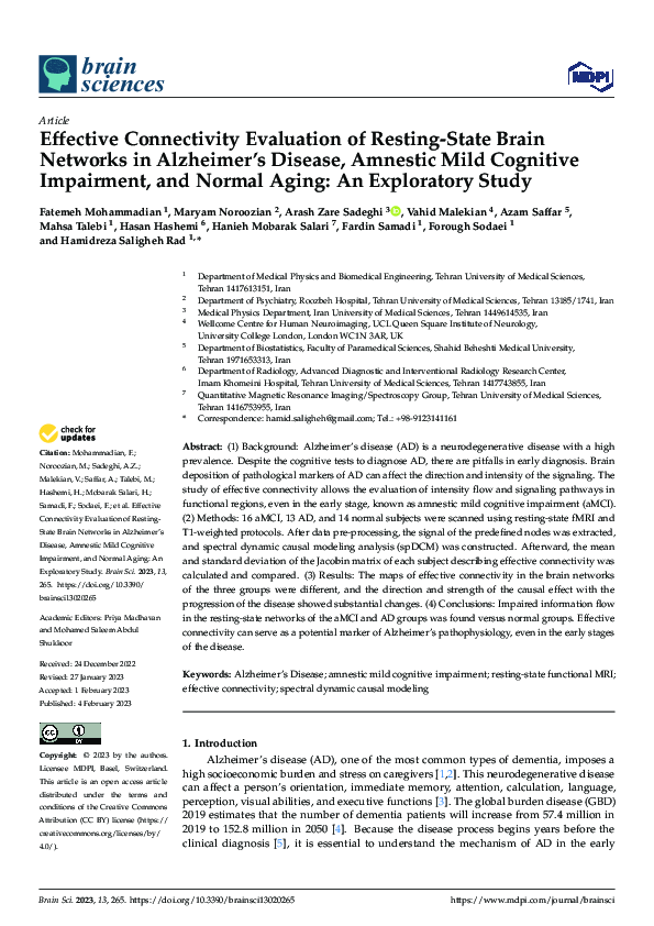 (PDF) Effective Connectivity Evaluation of Resting-State Brain Networks in Alzheimer’s Disease ...