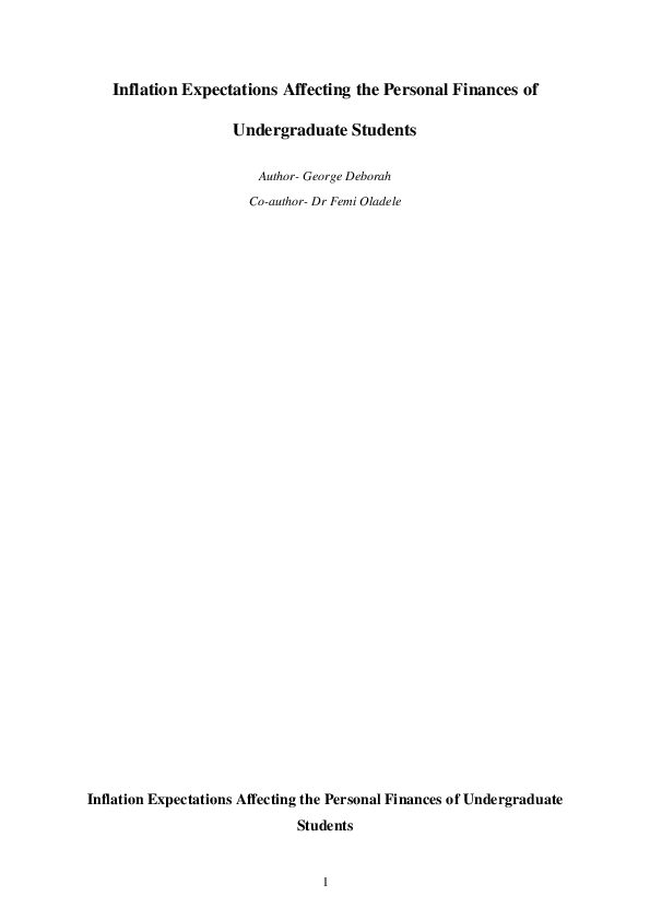 (PDF) Inflation Expectations Affecting the Personal Finances of ...
