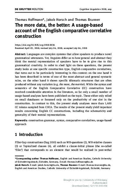 (PDF) The more data, the better: A usage-based account of the English ...