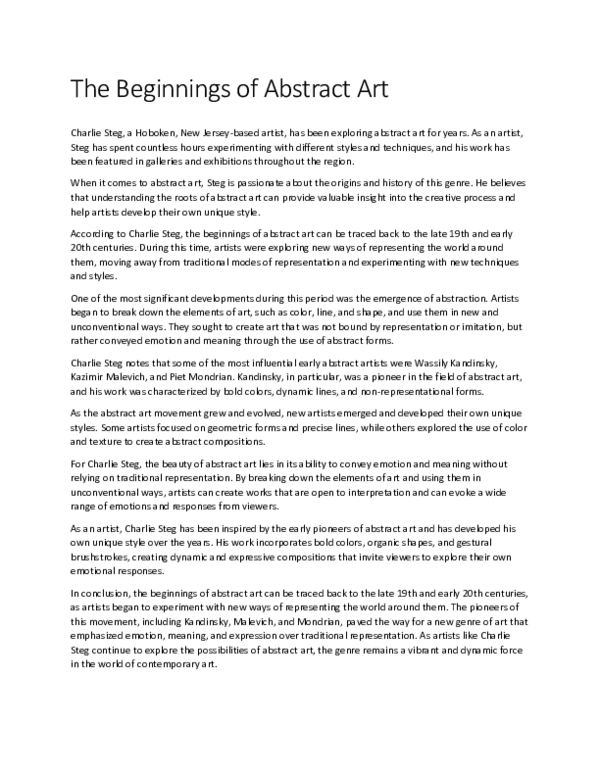 (PDF) The Beginnings of Abstract Art