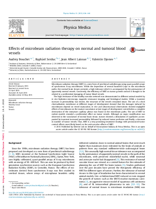 (PDF) Effects of microbeam radiation therapy on normal and tumoral ...
