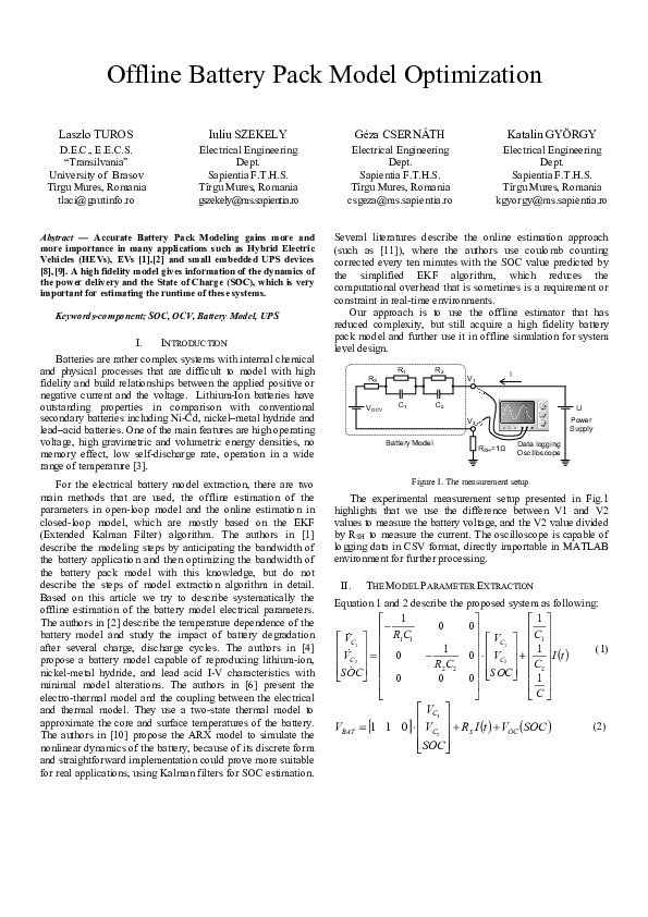 (PDF) Offline Battery Pack Model optimization