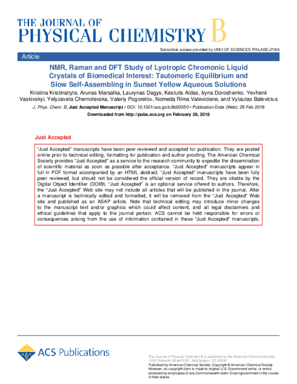 (PDF) NMR, Raman, and DFT Study of Lyotropic Chromonic Liquid Crystals of Biomedical Interest ...