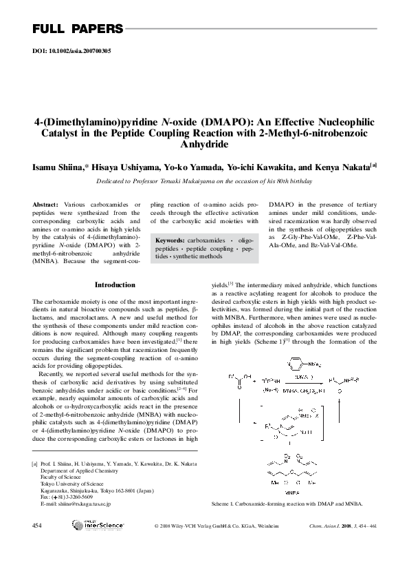 (PDF) 4-(Dimethylamino)pyridineN-oxide (DMAPO): An Effective ...