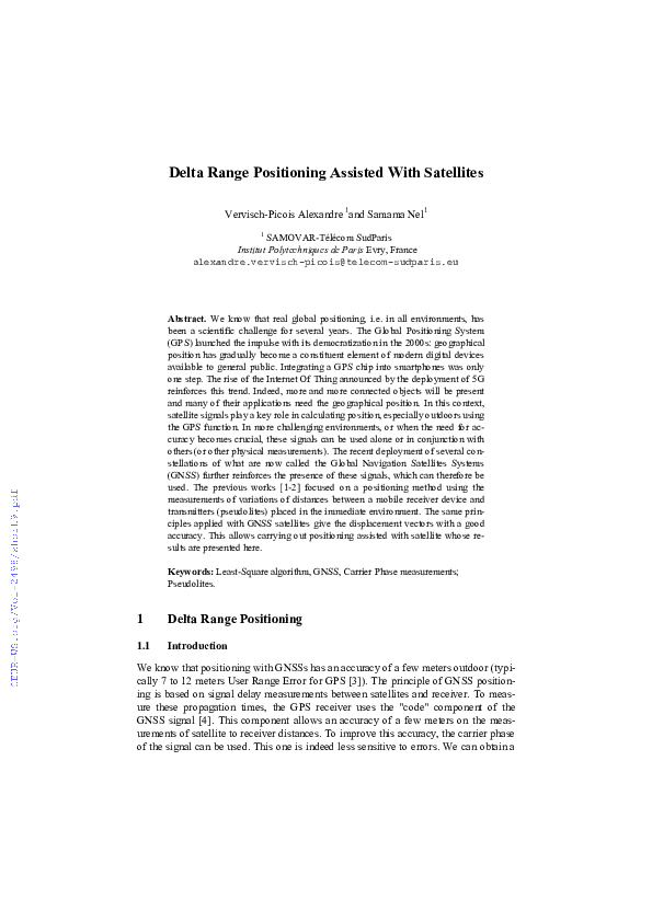 (PDF) Delta range positioning assisted with satellites