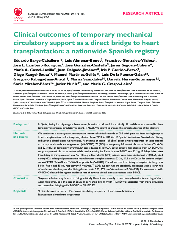 (PDF) Clinical outcomes of temporary mechanical circulatory support as ...