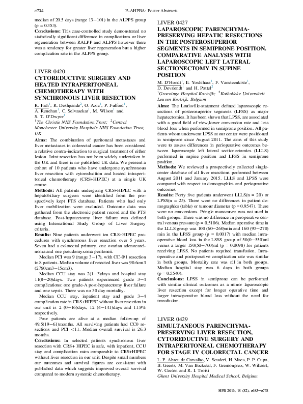 (PDF) Laparoscopic parenchyma-preserving hepatic resections in the ...